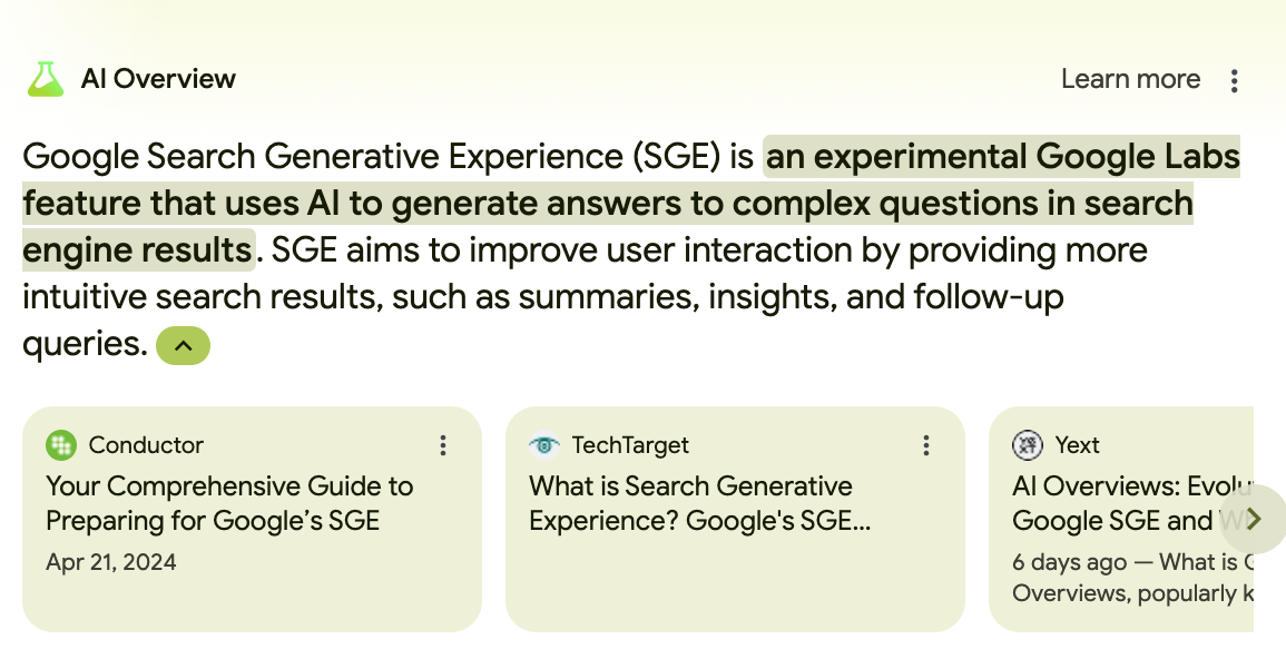 Google Search Generative Experience (SGE) - AIOSEO